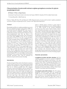 Characterization of grain mold resistant sorghum germplasm accessions for physio-morphological ...